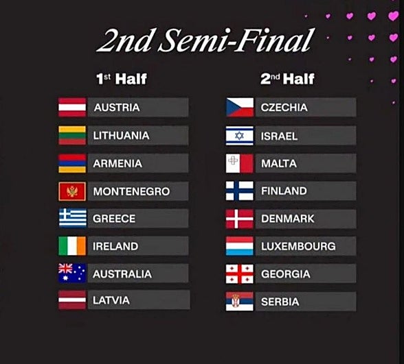 Las canciones y el orden de actuación por países de la segunda semifinal de Eurovisión | El Correo